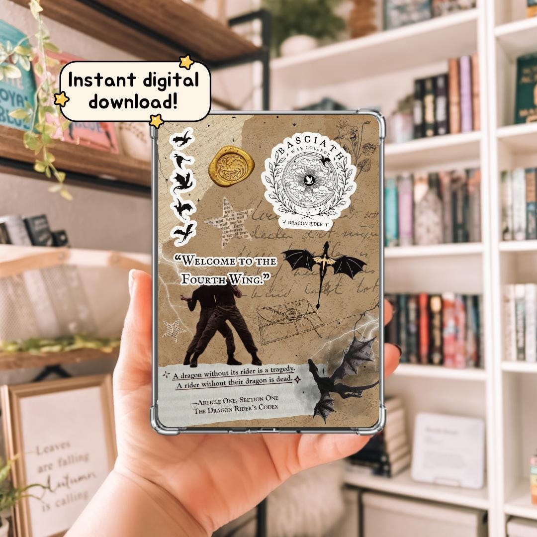 Fourth Wing Kindle Case Insert, Printable, Digital Download, Dragons ...