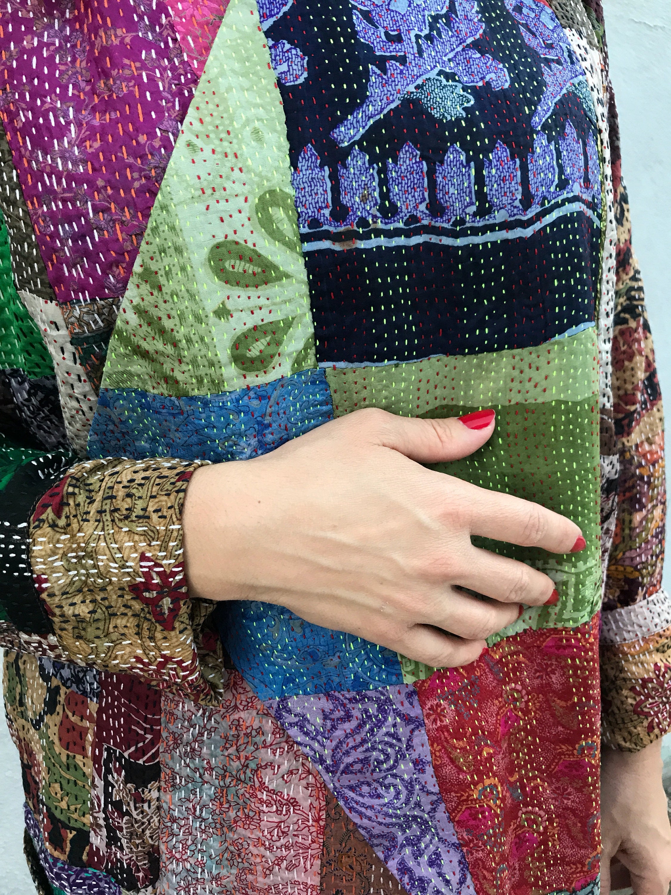 Stunning silk kantha patchwork kimono jacket