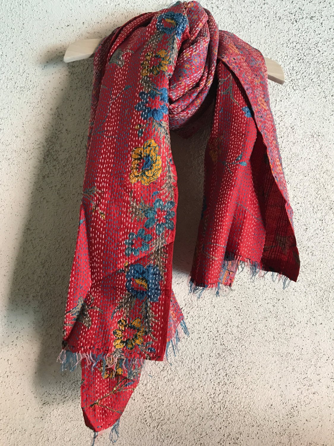 Vintage sari kantha shawl
