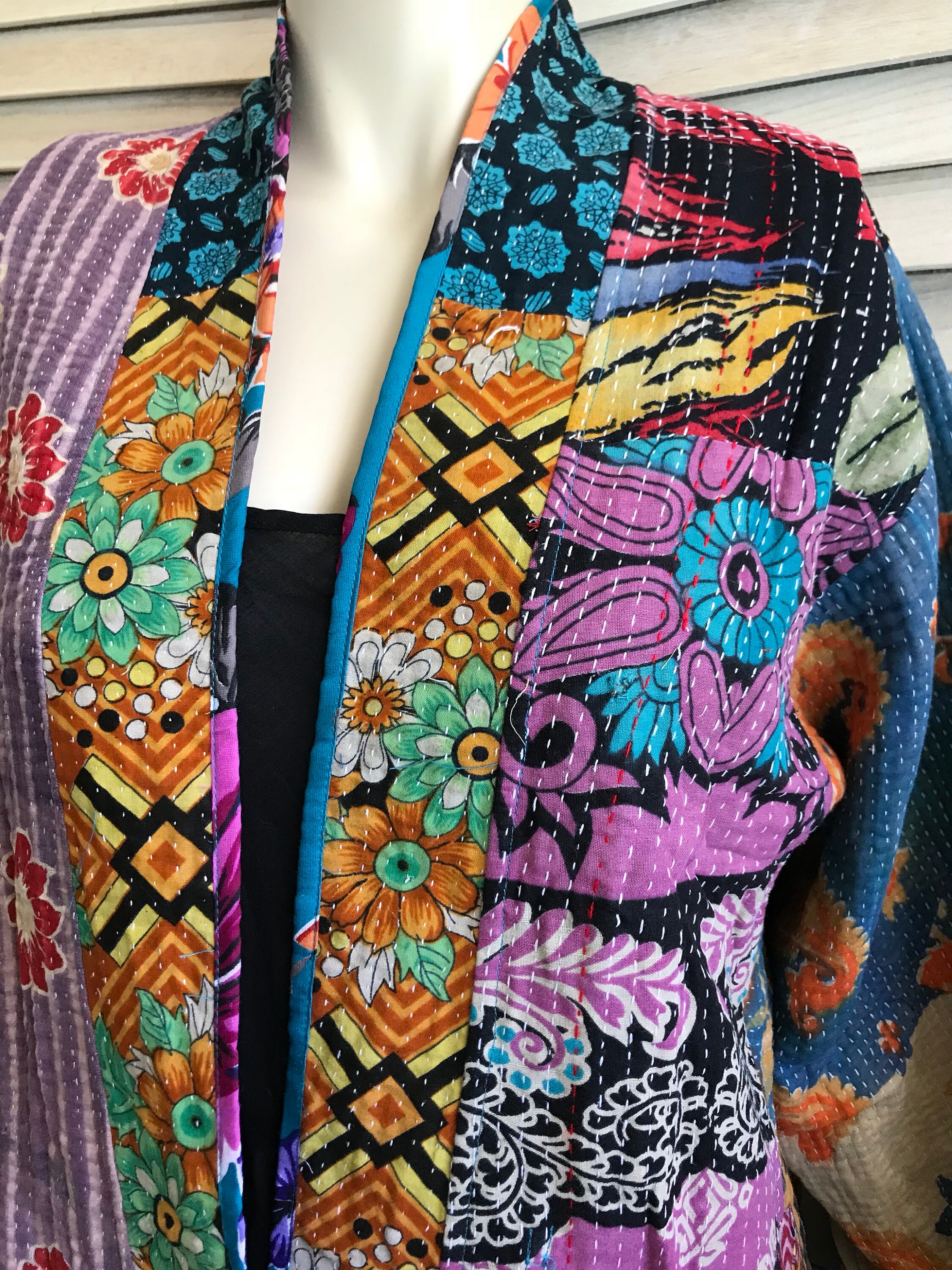 Purple artist patchwork reversible kimono