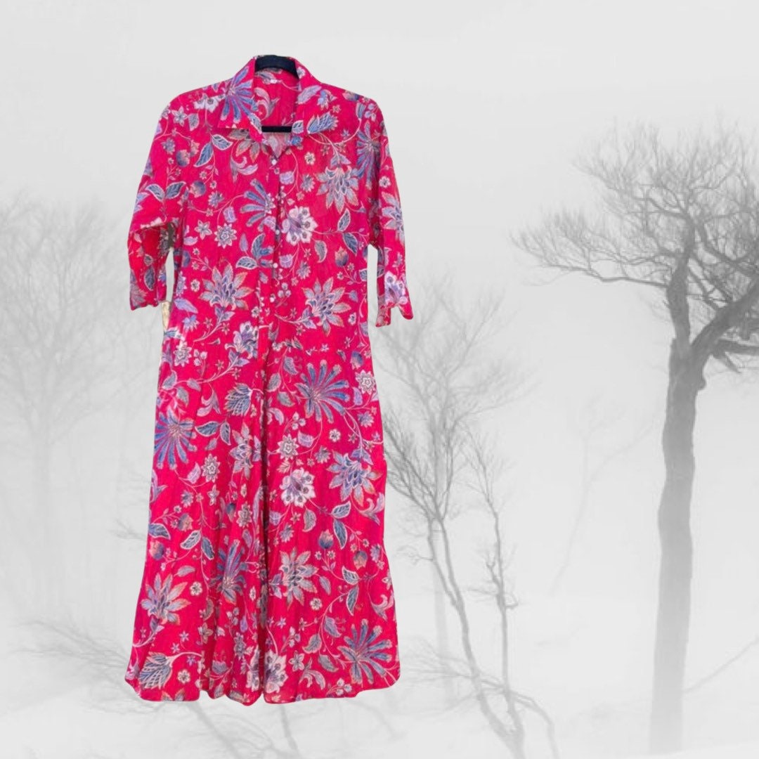 The Housedress Red Floral Silk/cotton Simple Uncomplicated Housedress ...