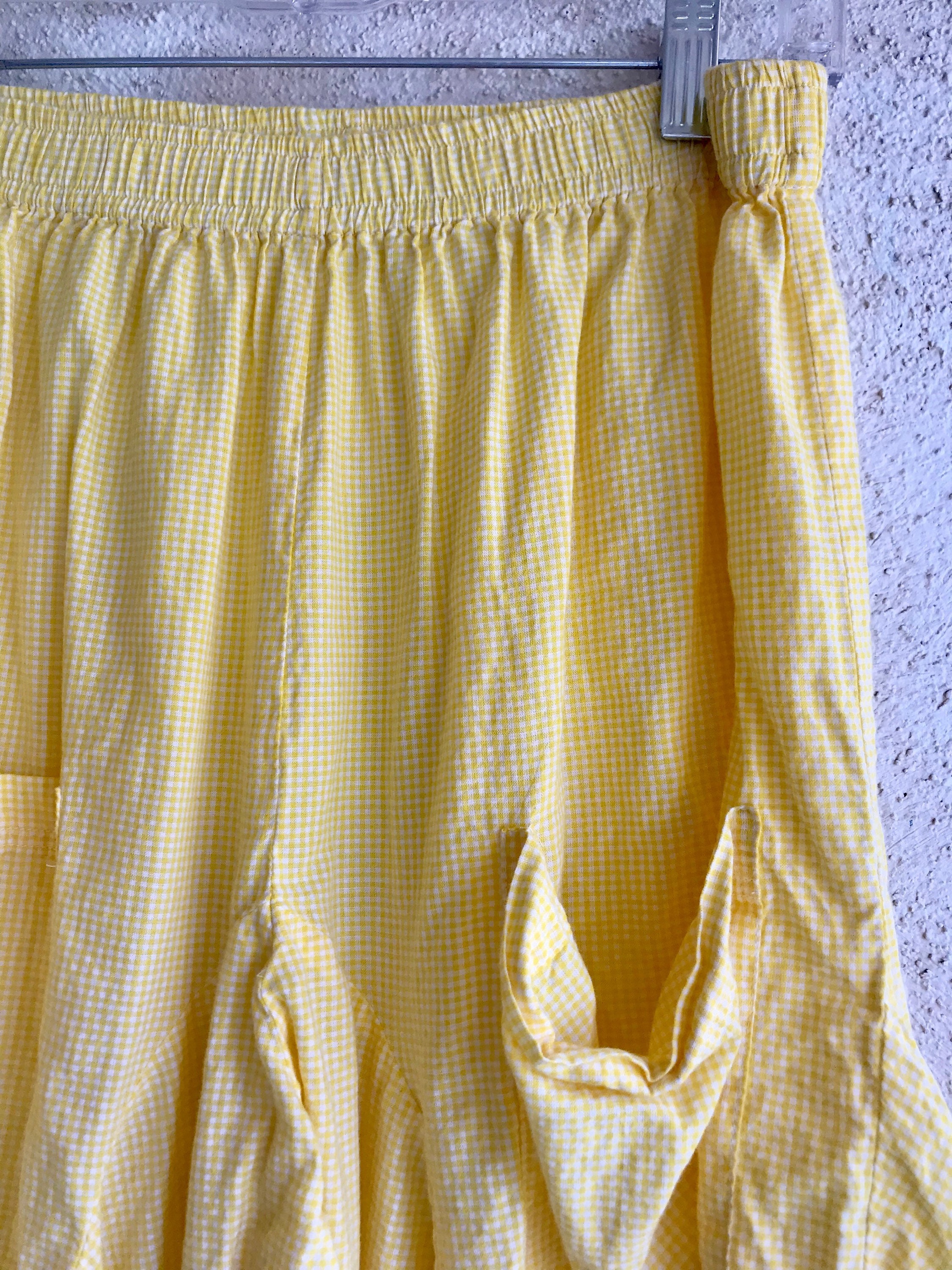 Yellow gingham check lagenlook pant