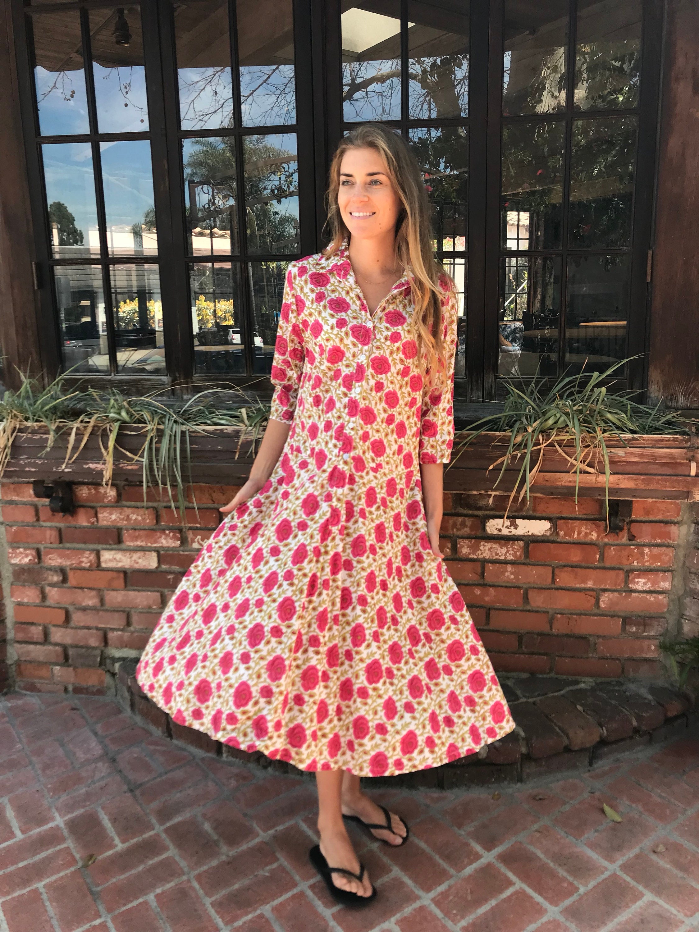 Rosey posey Cotton voile floral housedress