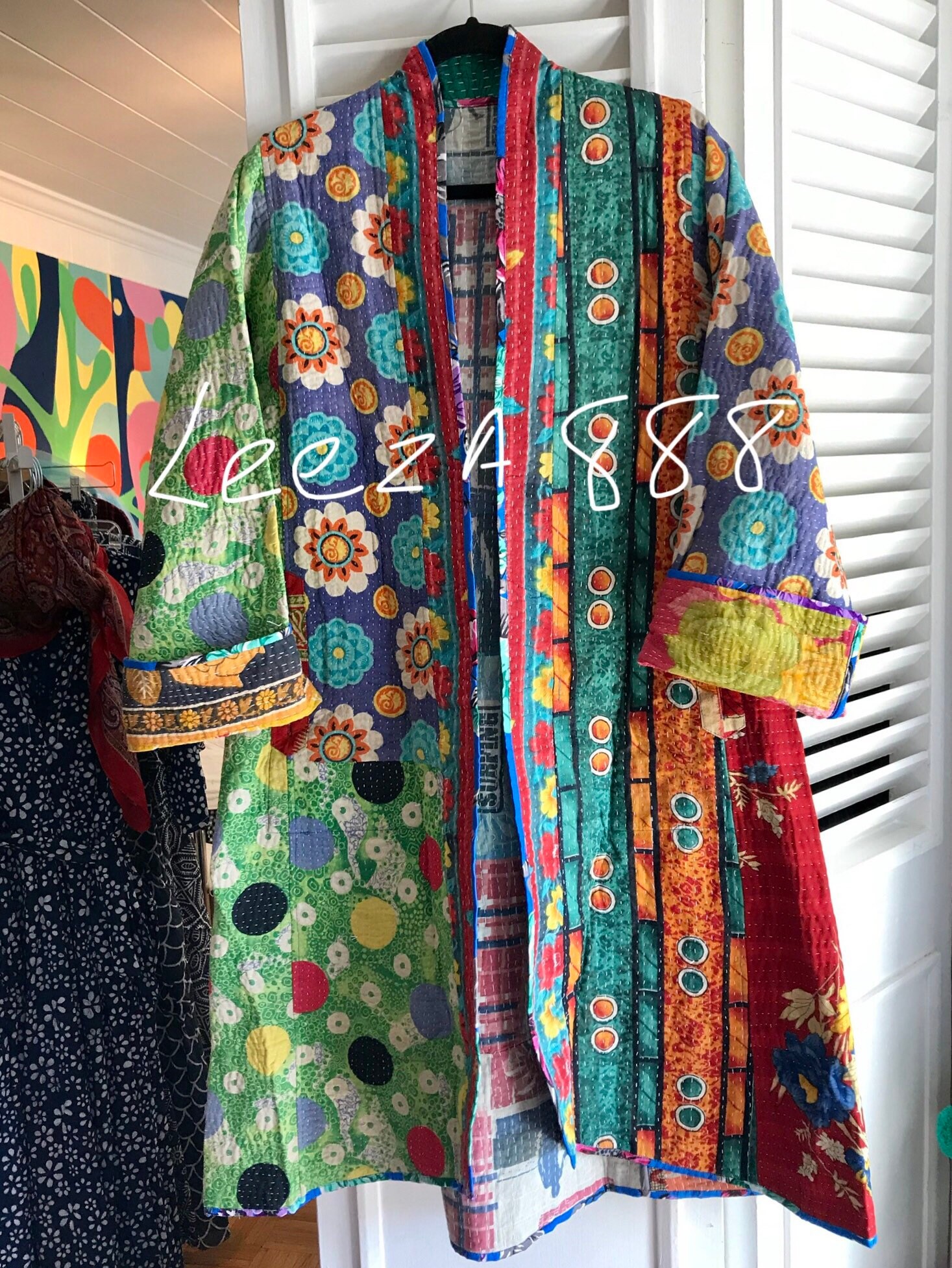 Happy colors reversible designer kantha coat