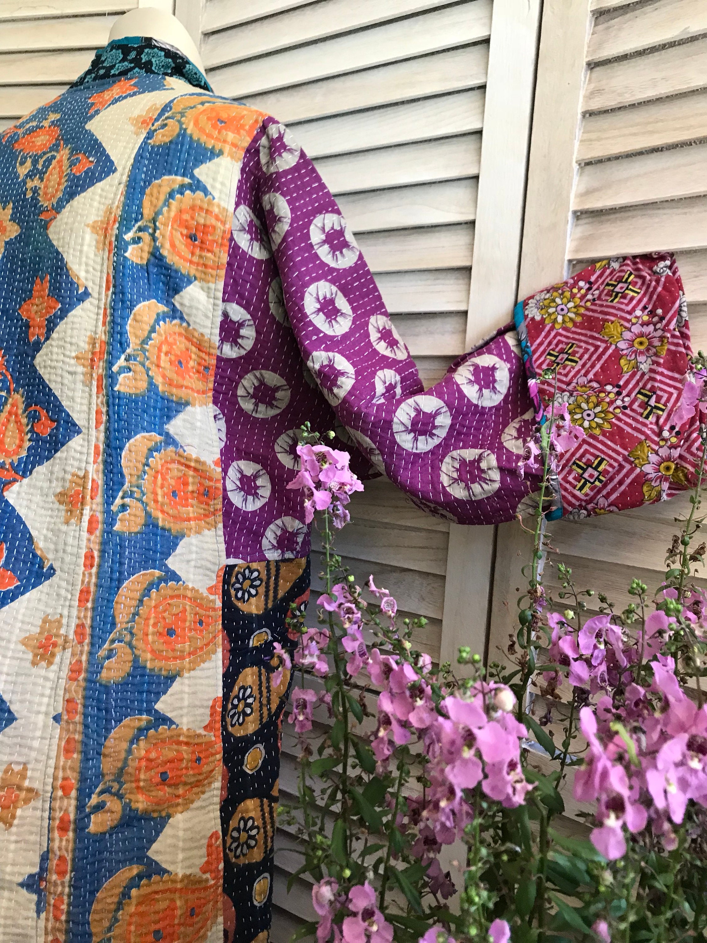 Purple artist patchwork reversible kimono