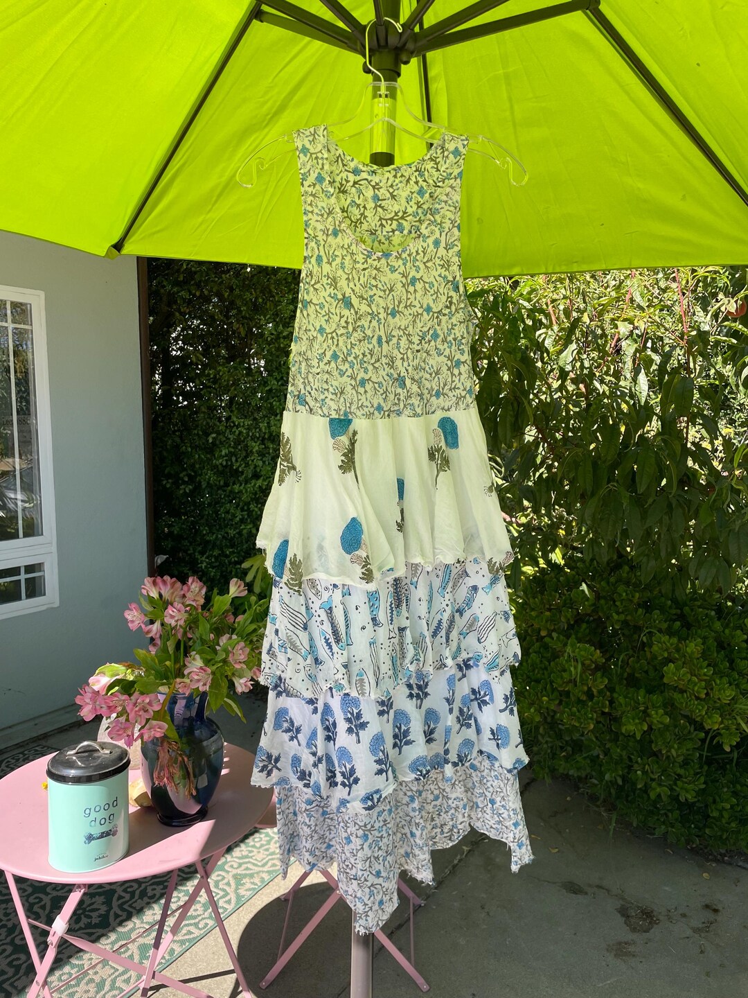 Mixed Print Cotton Layered Fru Frou Frock in Blue Mix - Etsy