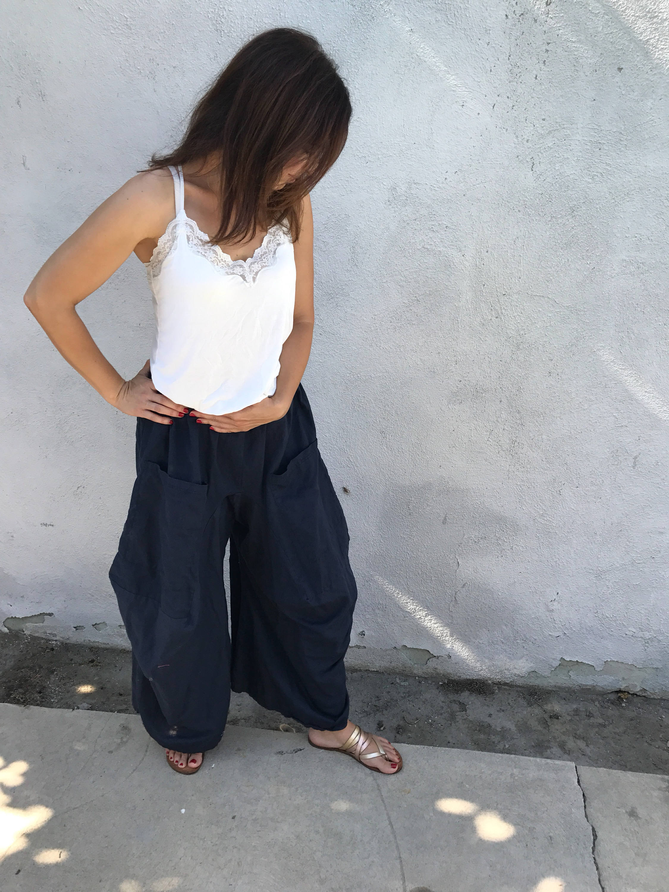 Navy linen pant