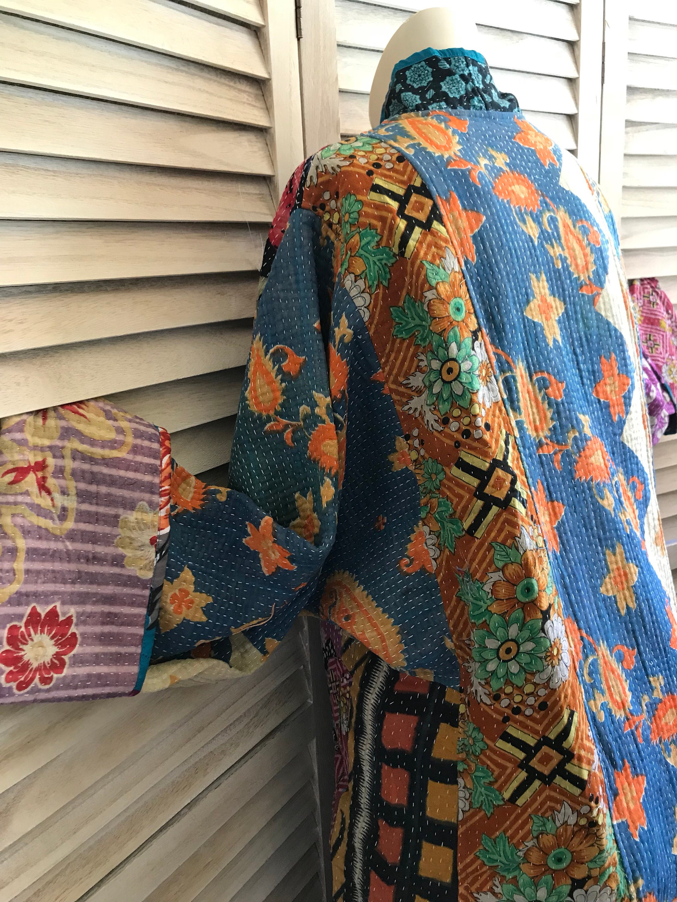 Purple artist patchwork reversible kimono