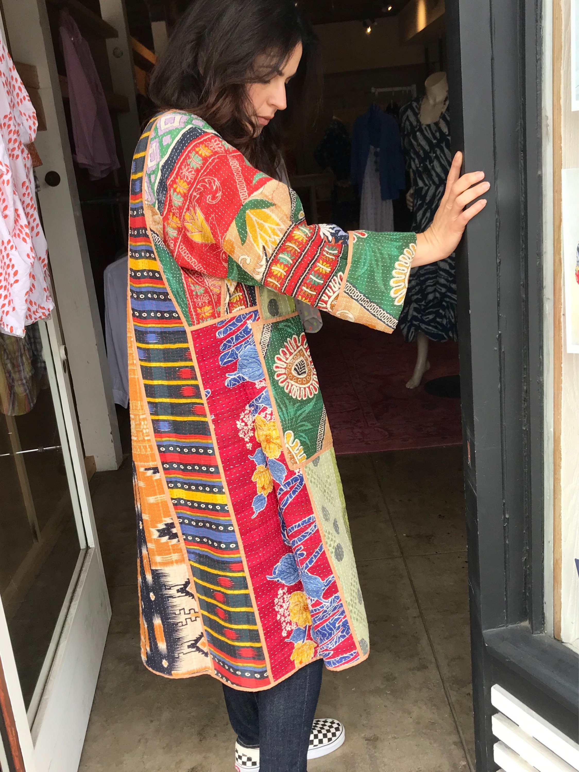Stunning reversible designer kantha coat