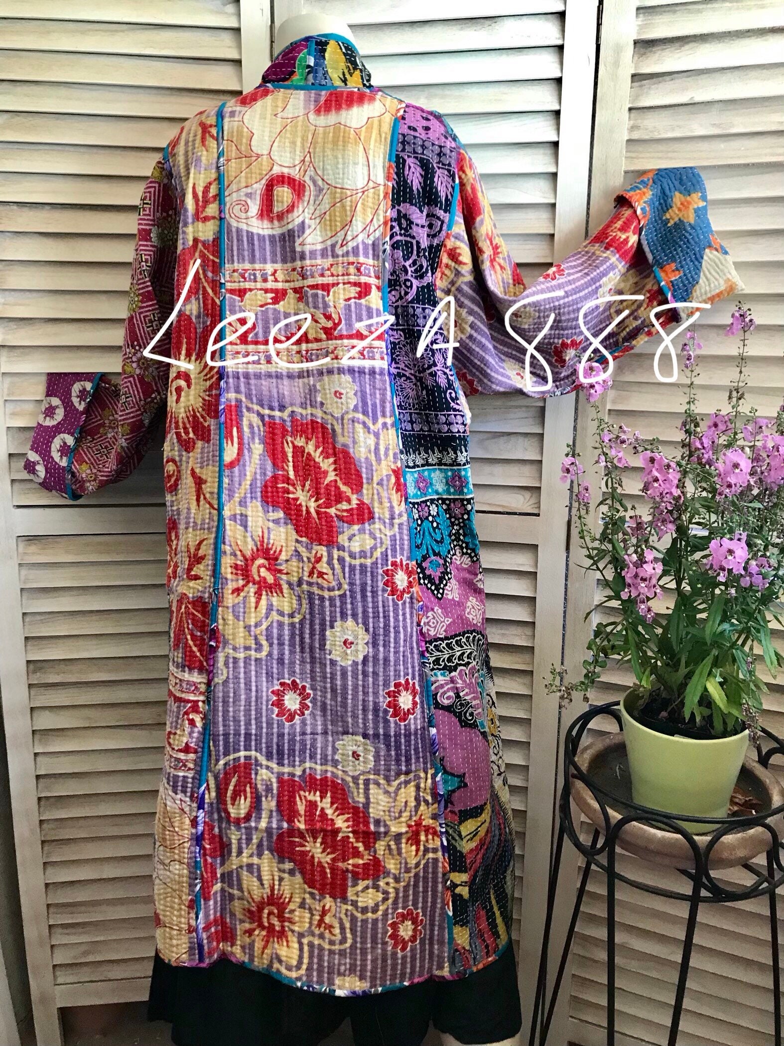 Purple artist patchwork reversible kimono