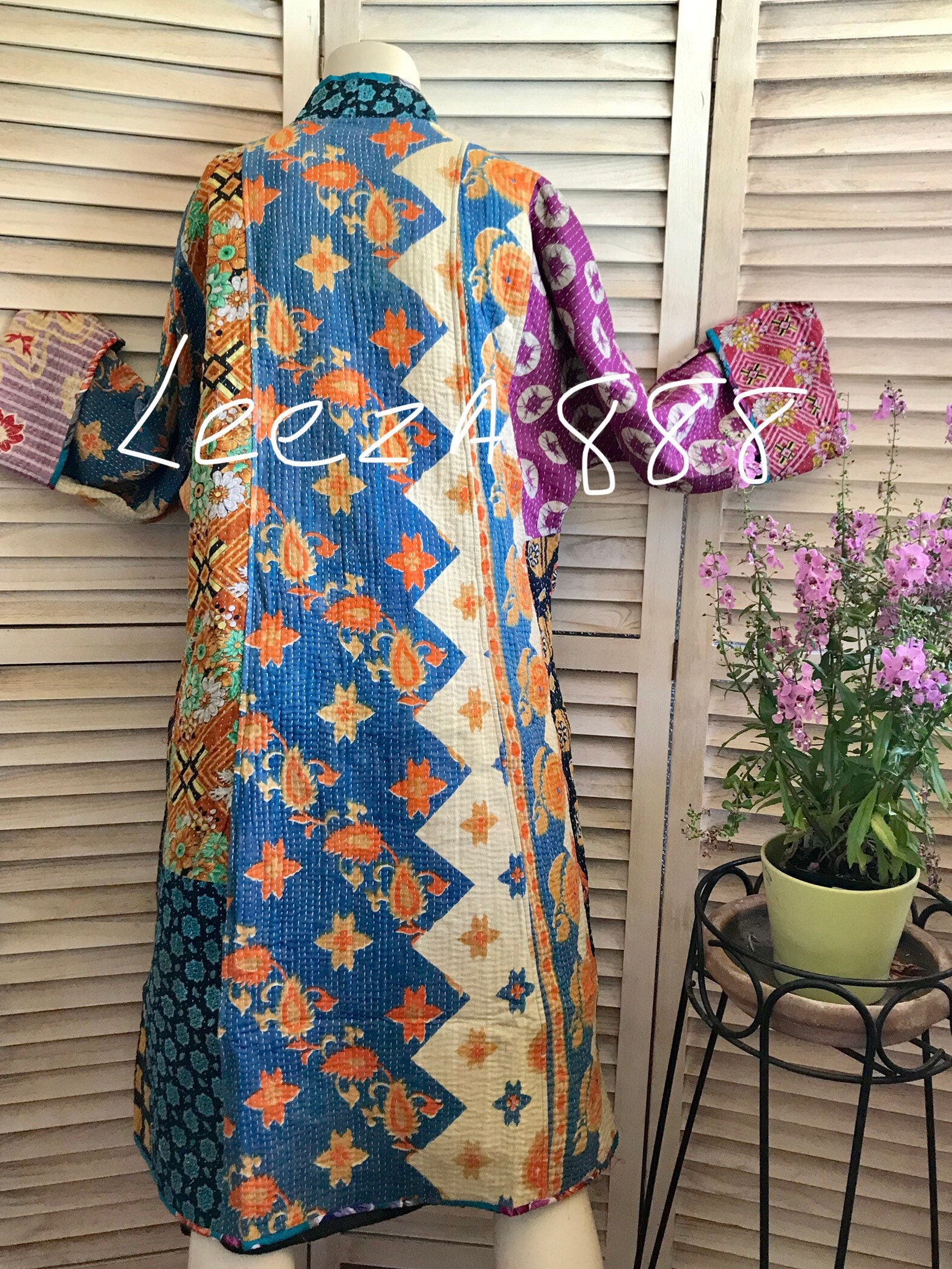 Purple artist patchwork reversible kimono