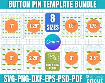 Button Pin Template Bundle, Button Pin Svg, Pinback Buttons, Canva Button Pin Template, Pin ...