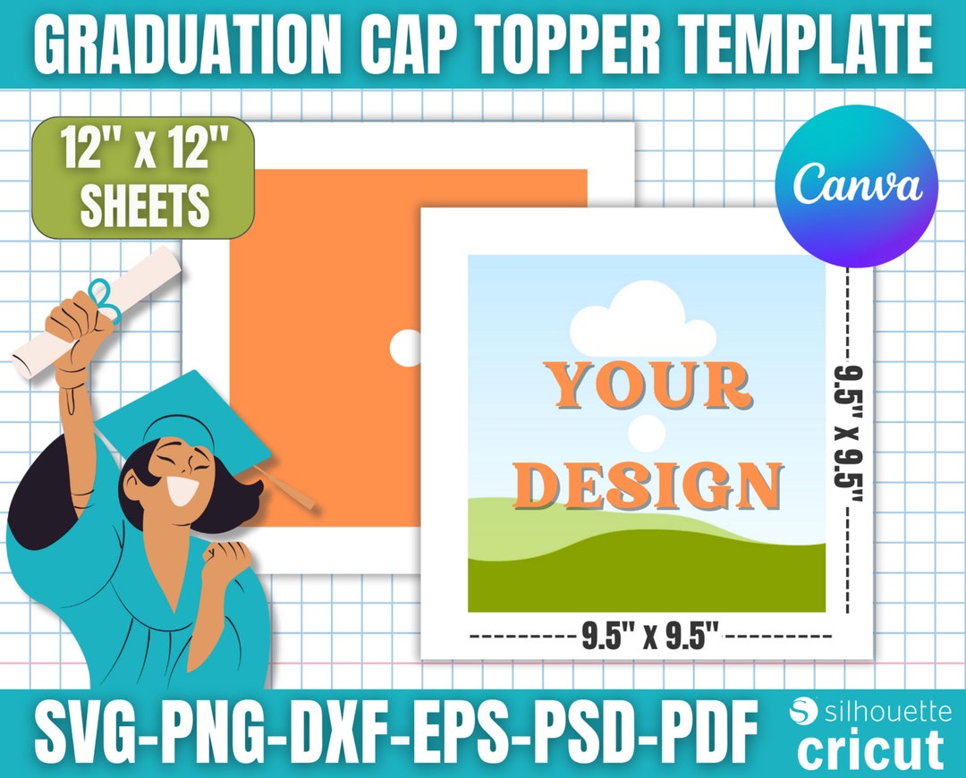 9.5x9.5 Graduation Cap Topper Template, Graduation Stole Template ...