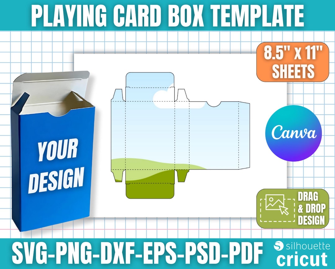 Playing Card Box Template, Poker Card Box Template, Box Svg, Trading ...