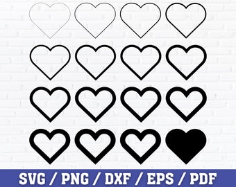 Hearts Svg Bundle, Heart Outline Svg, Heart Cut Files, Heart Clipart ...