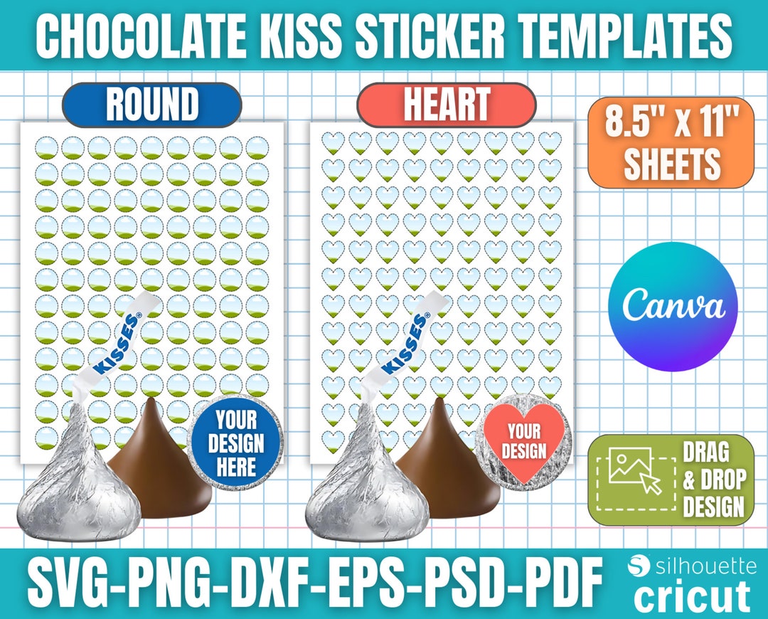 Kiss Sticker Template, Mini Chocolate Label Svg, Mini Kiss Wrapper ...