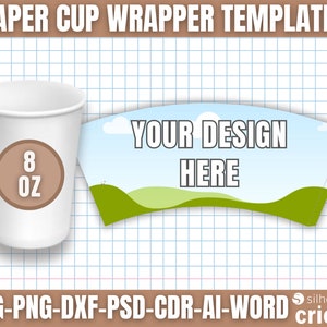 Paper Cup Wrapper Template, Paper Coffee Cup Template, Paper Cup ...