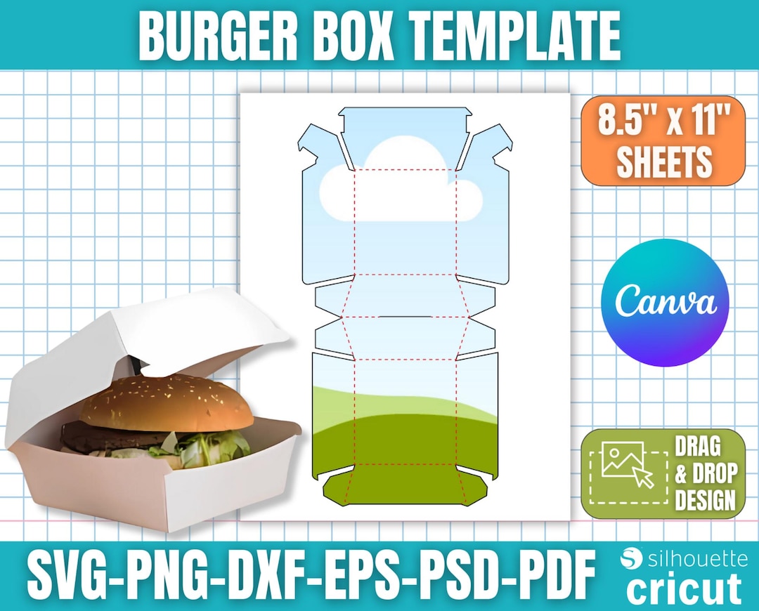 Burger Box Template, Hamburger Box Template, Cheeseburger Box Template, Box Svg, Burger Box Svg ...