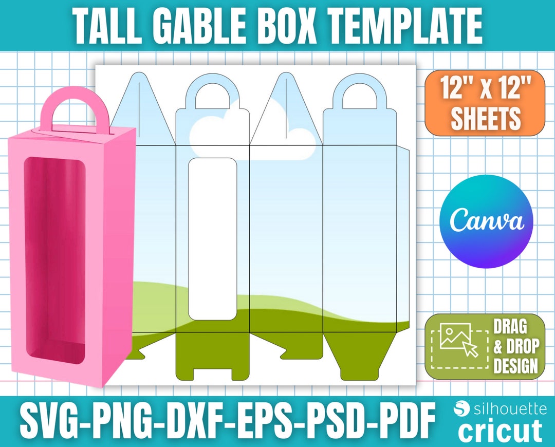 Tall Box Template, Doll Box Template, Gift Box Template, Gable Box ...