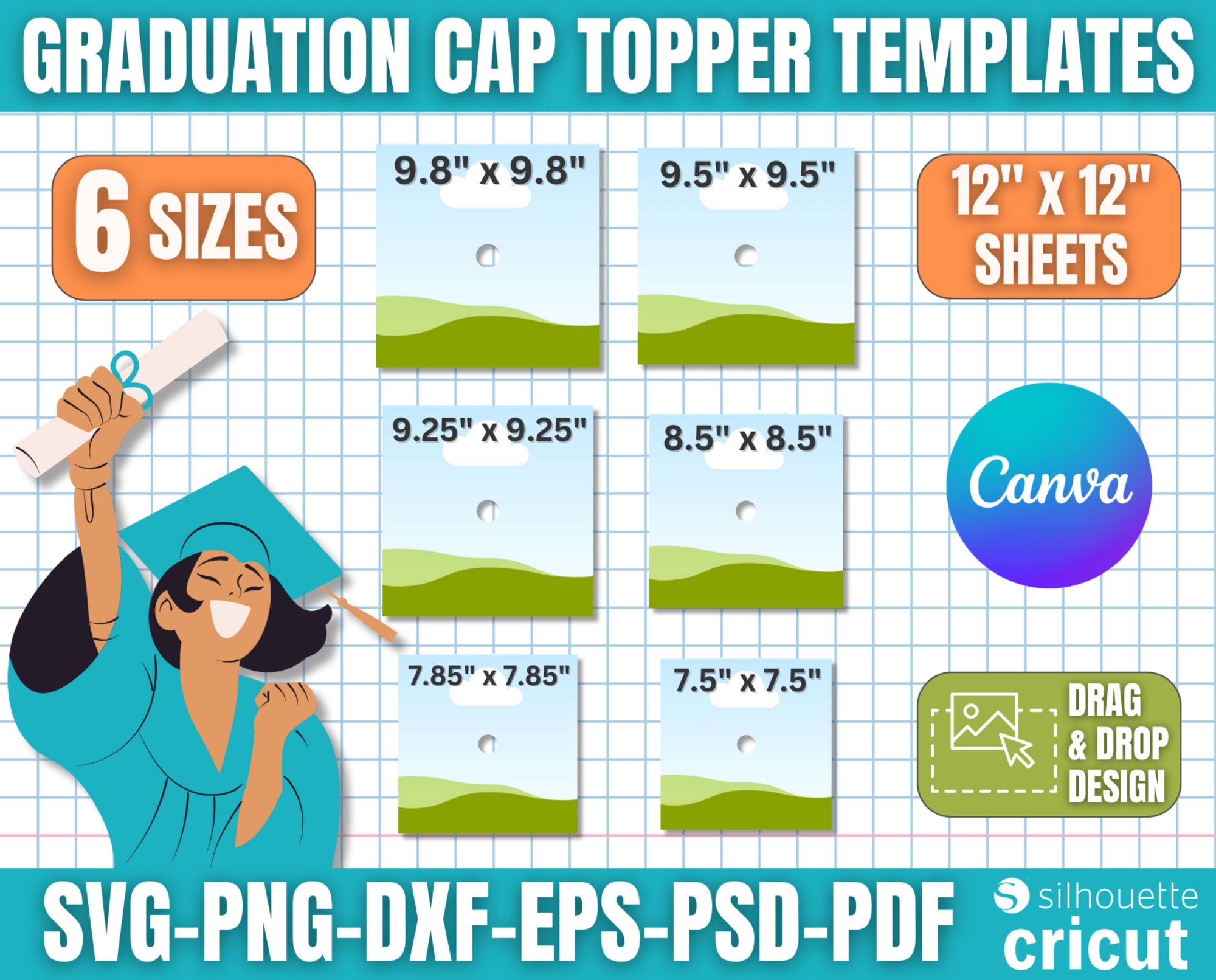 Graduation Cap Topper Templates, Graduation Stole Template, Blank ...