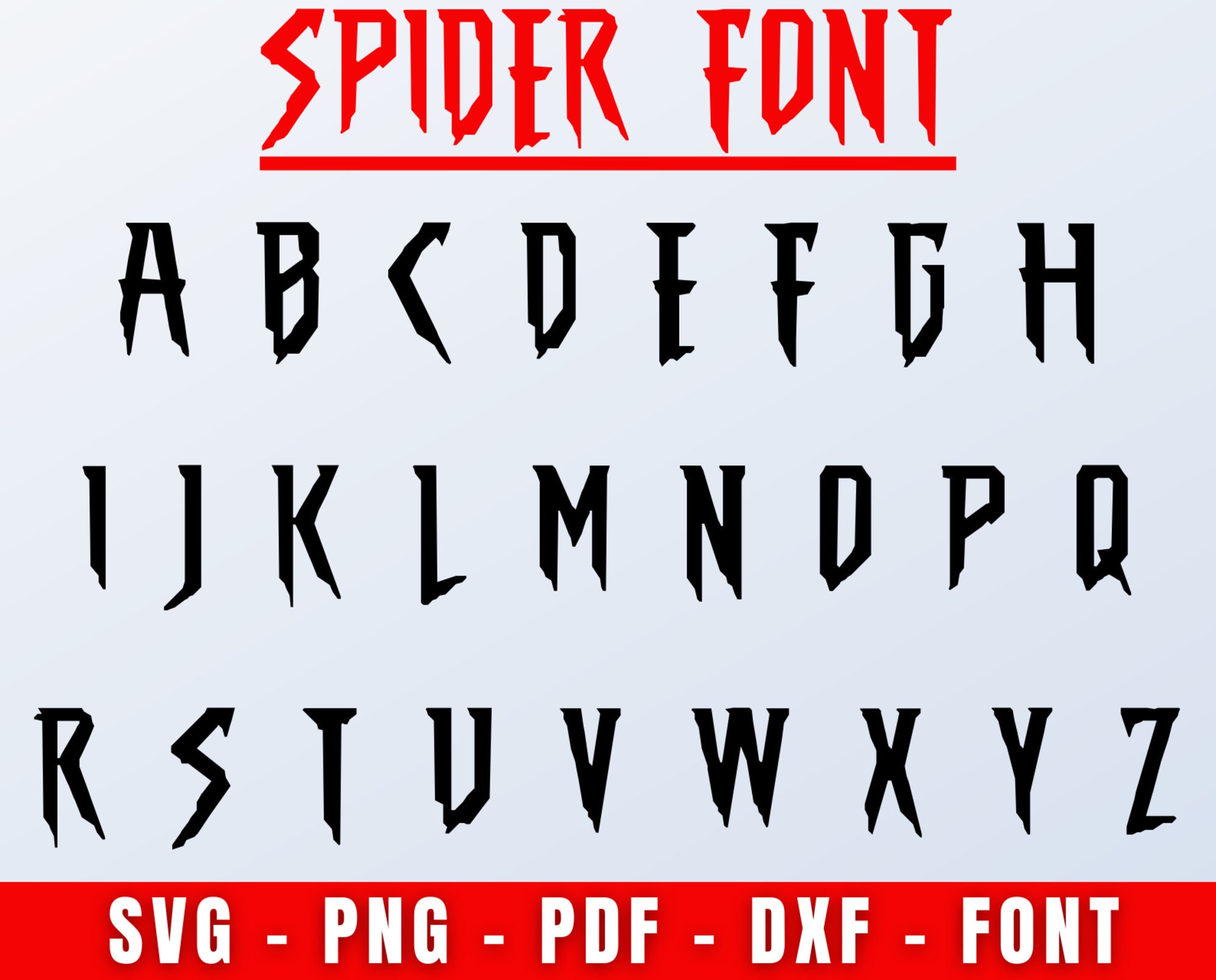 Spider Font, Spider Font SVG, Spider Alphabet SVG, Spider Letters, Hero ...
