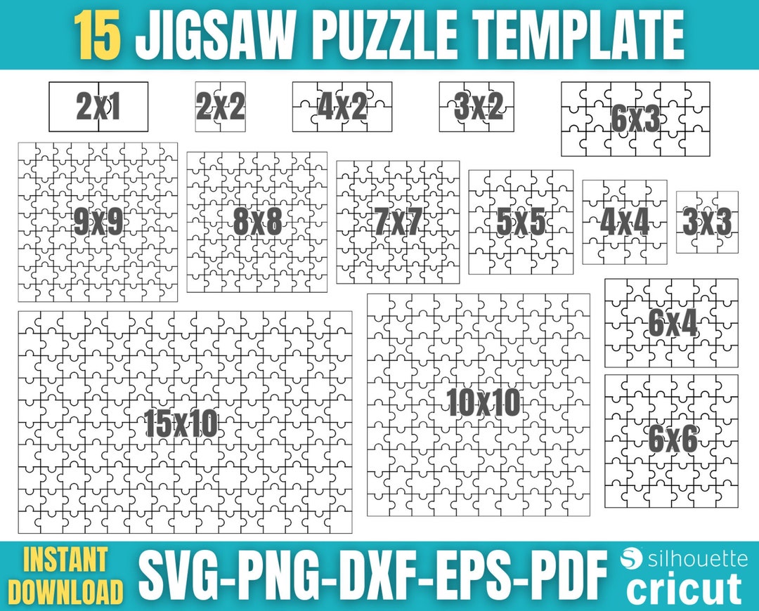 Jigsaw Puzzle Template, Puzzle Template SVG, Jigsaw Puzzle SVG, Puzzle ...