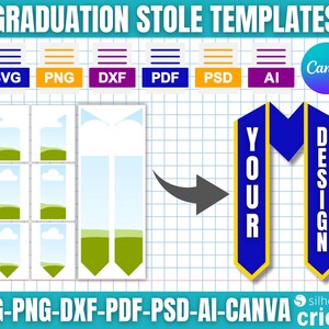 Graduation Stole Template, Stole Template Canva, Graduation Stole Svg ...