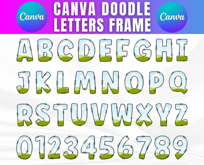 Canva Doodle Alphabet Frame Template, Doodle Letters Template, Doodle ...
