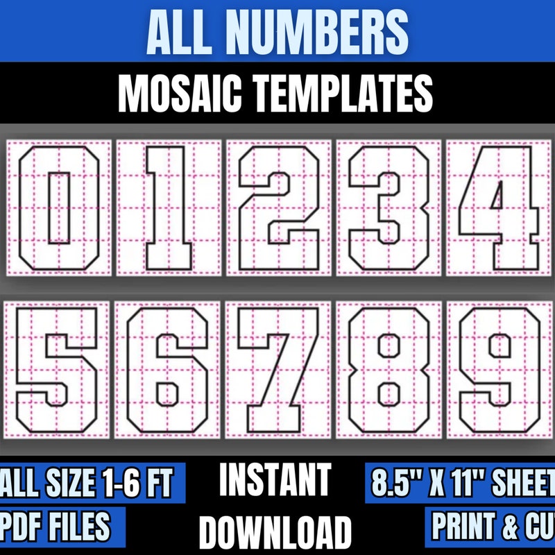 Mosaic Numbers Template - Etsy