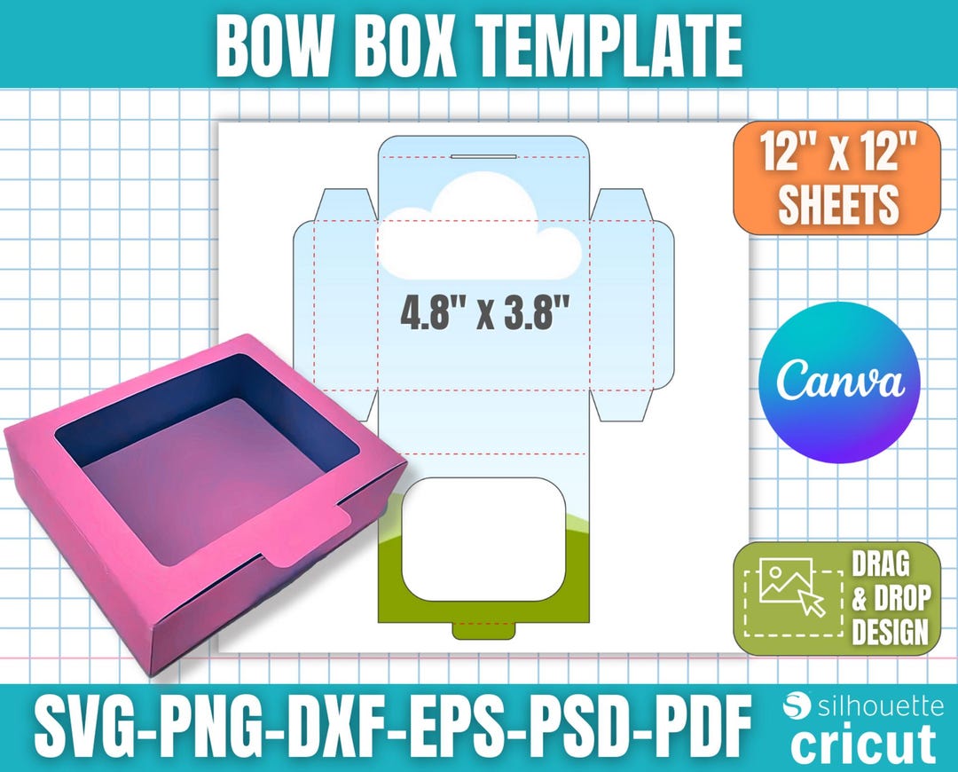 Bow Box Template, Window Box Template, Bow Box Svg, Window Box Svg ...