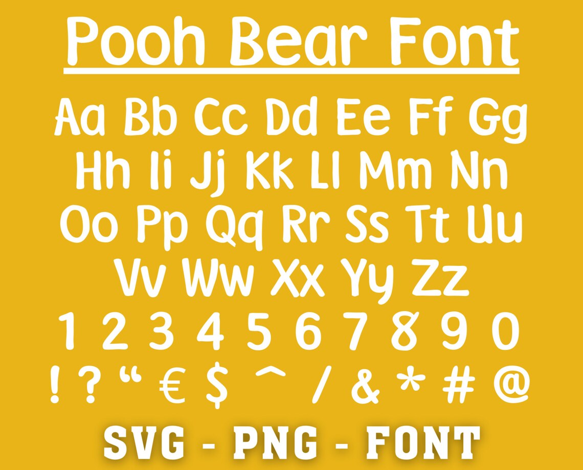 Pooh Bear Font Font Ttf Svg Png Text Word Crafting - Etsy