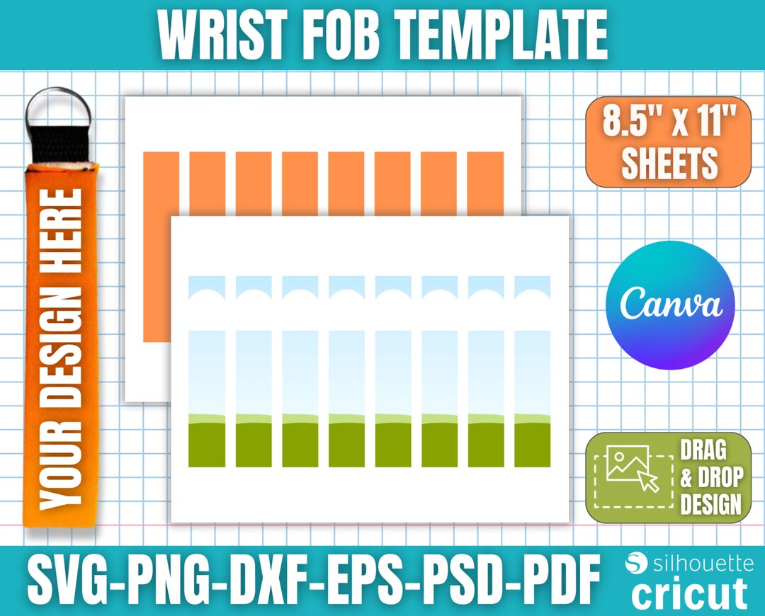 Wrist Fob Template, Wrist Fob SVG, Wristlet Sublimation Template, Key ...