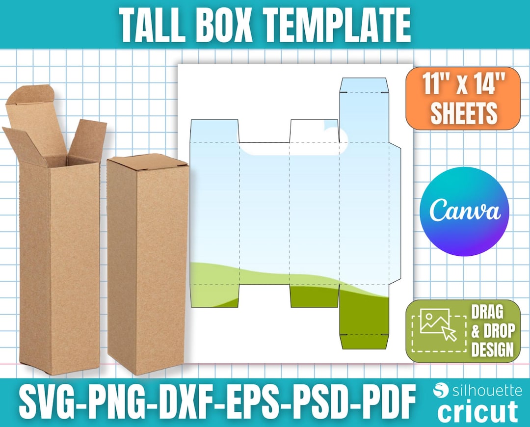 Tall Box Template, Tall Gift Box Template, Tall Box Svg, Gift Box Svg ...