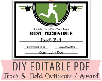 Editable PDF Sports Team Gymnastics Certificate Award Template | Etsy
