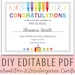 Editable PDF Kids Children Student Teacher Classroom Certificate Award ...