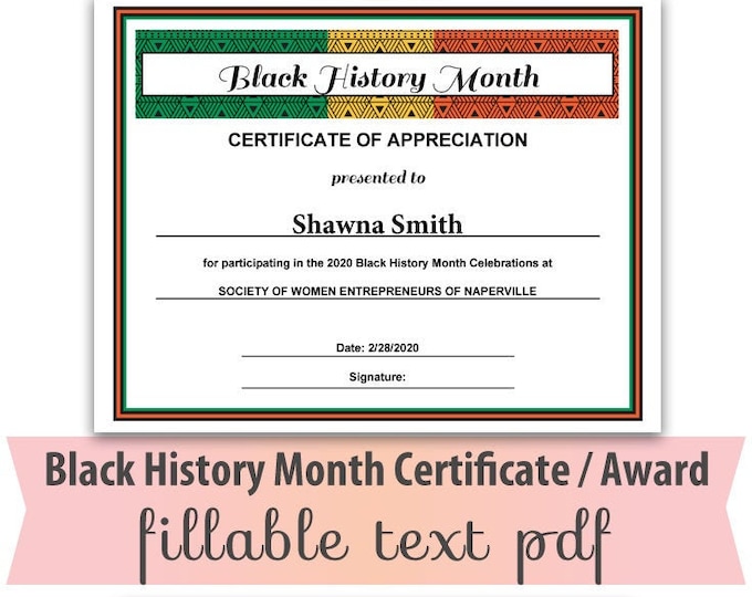 Black History Month Certificate of Participation With Bonus ...