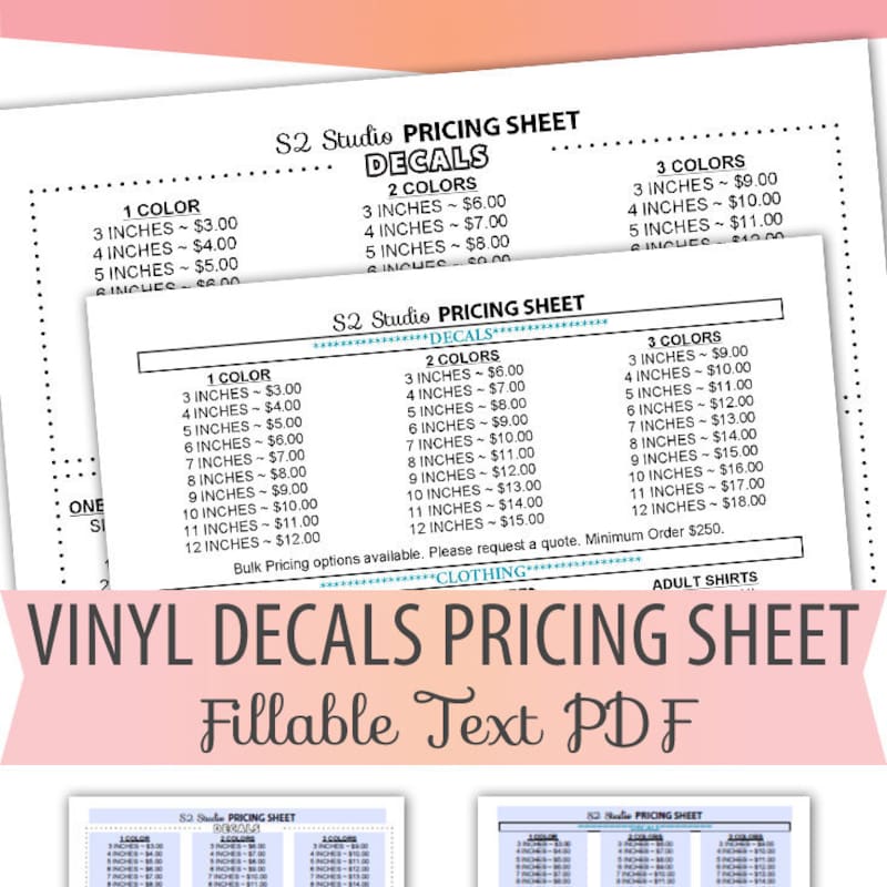 Decal Price List - Etsy