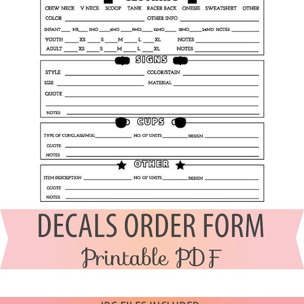 Cup Order Form - Etsy