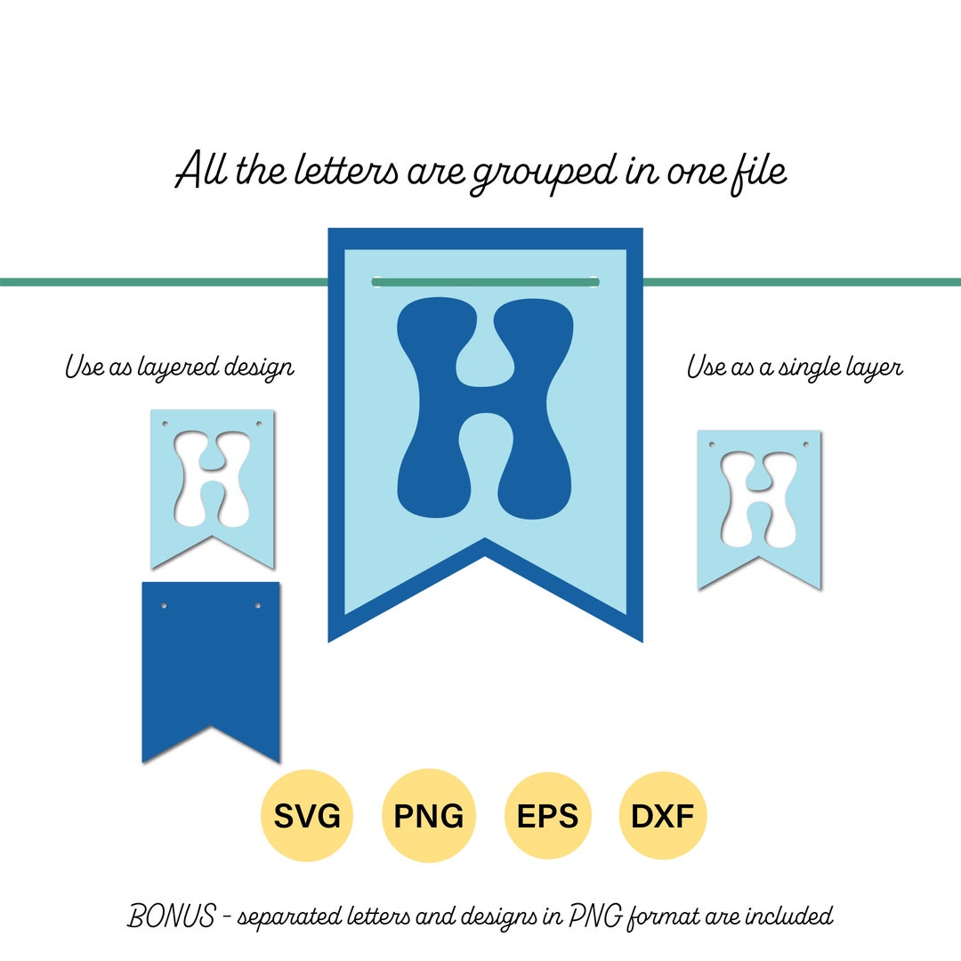 Under the Sea Layered A-Z Alphabet Pennant Banners Flag Letter SVG Cut ...