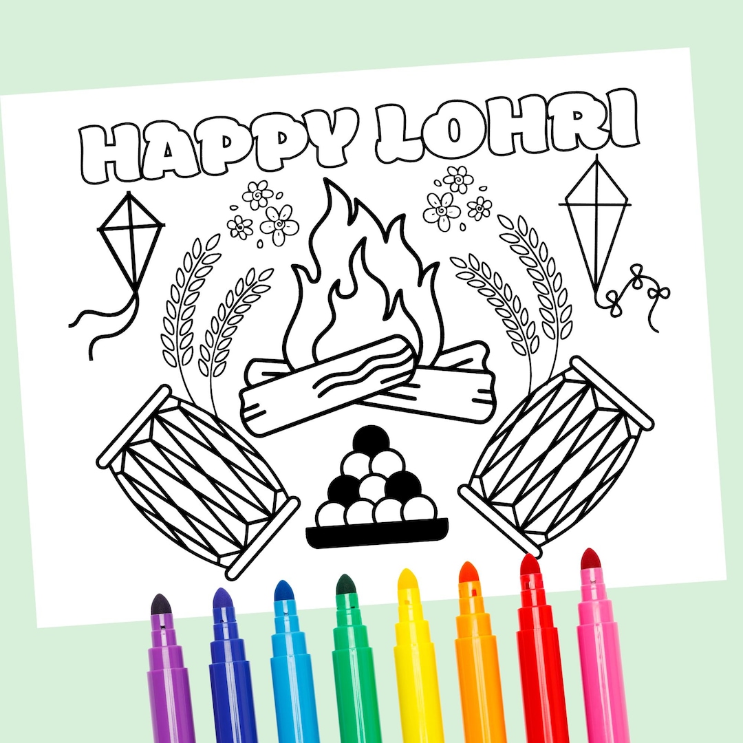 Happy Lohri Coloring Pages Printable PDF, Happy Pongal, Happy Sankranti ...