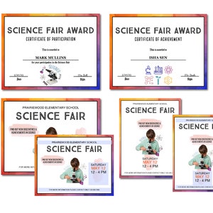 Fillable & Printable PDF Science Fair Award Education Kids Children ...