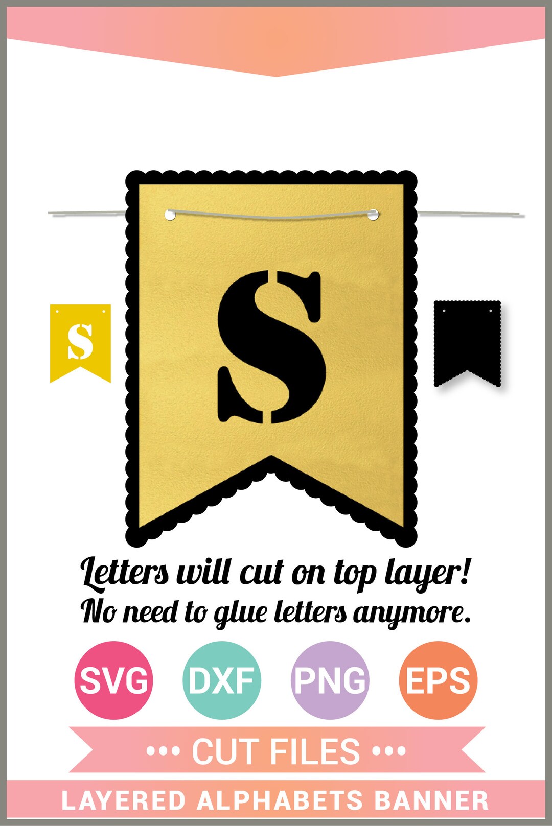 Layered A-Z Alphabet Pennant Banners Flag Letter SVG Cut Files, Cricut ...
