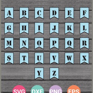Layered A-Z Alphabet Pennant Banners Flag Letter SVG Cut Files, Cricut ...
