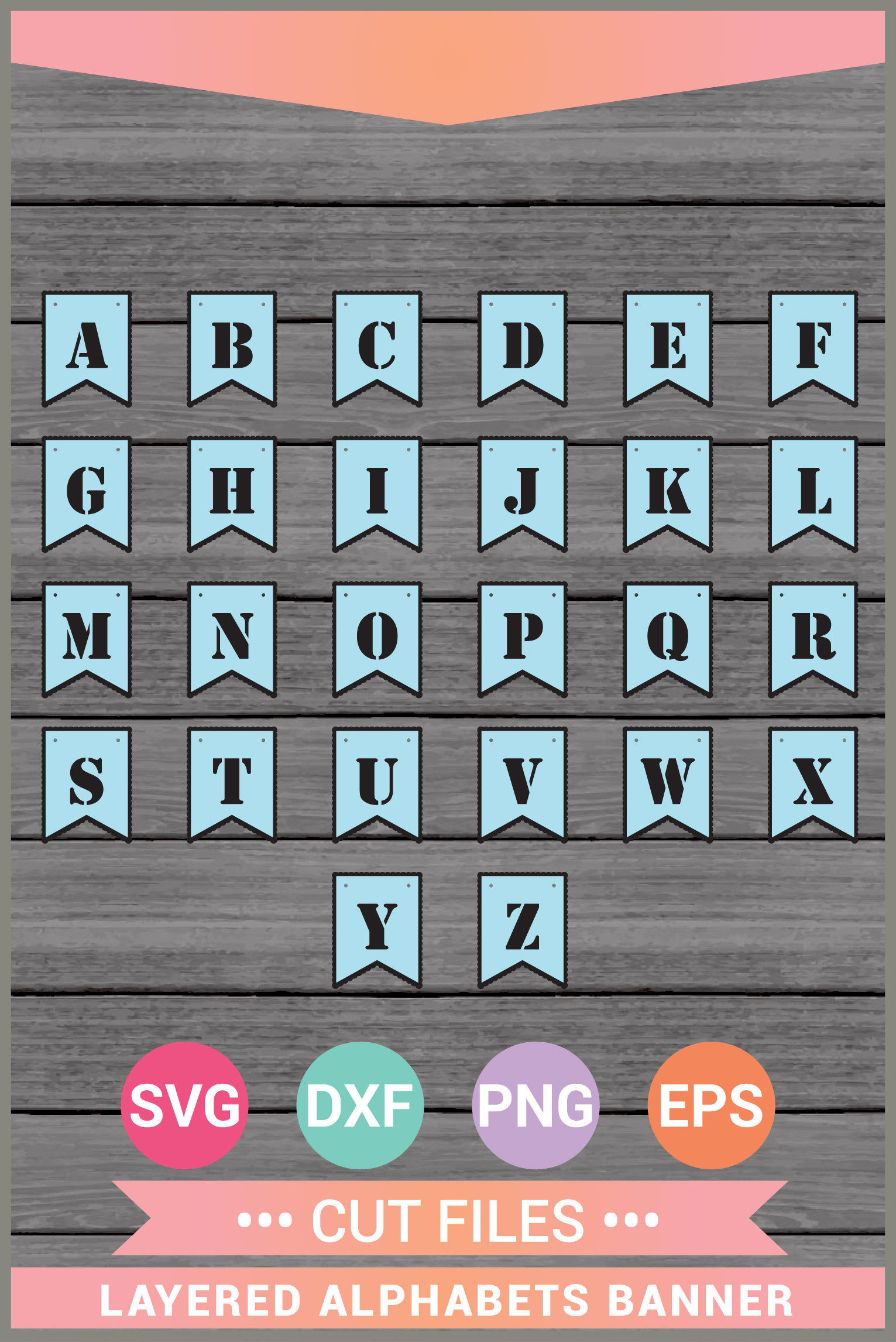 Layered A-Z Alphabet Pennant Banners Flag Letter SVG Cut - Etsy