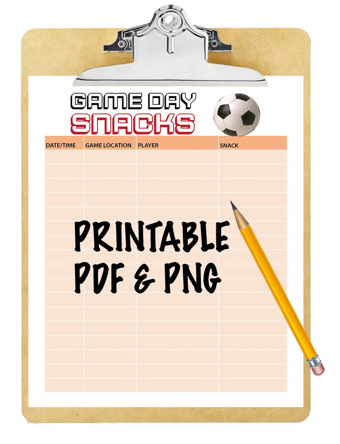 Game Day Snack Sign Up, Sport Schedule Printable Form PDF & PNG, Fill ...