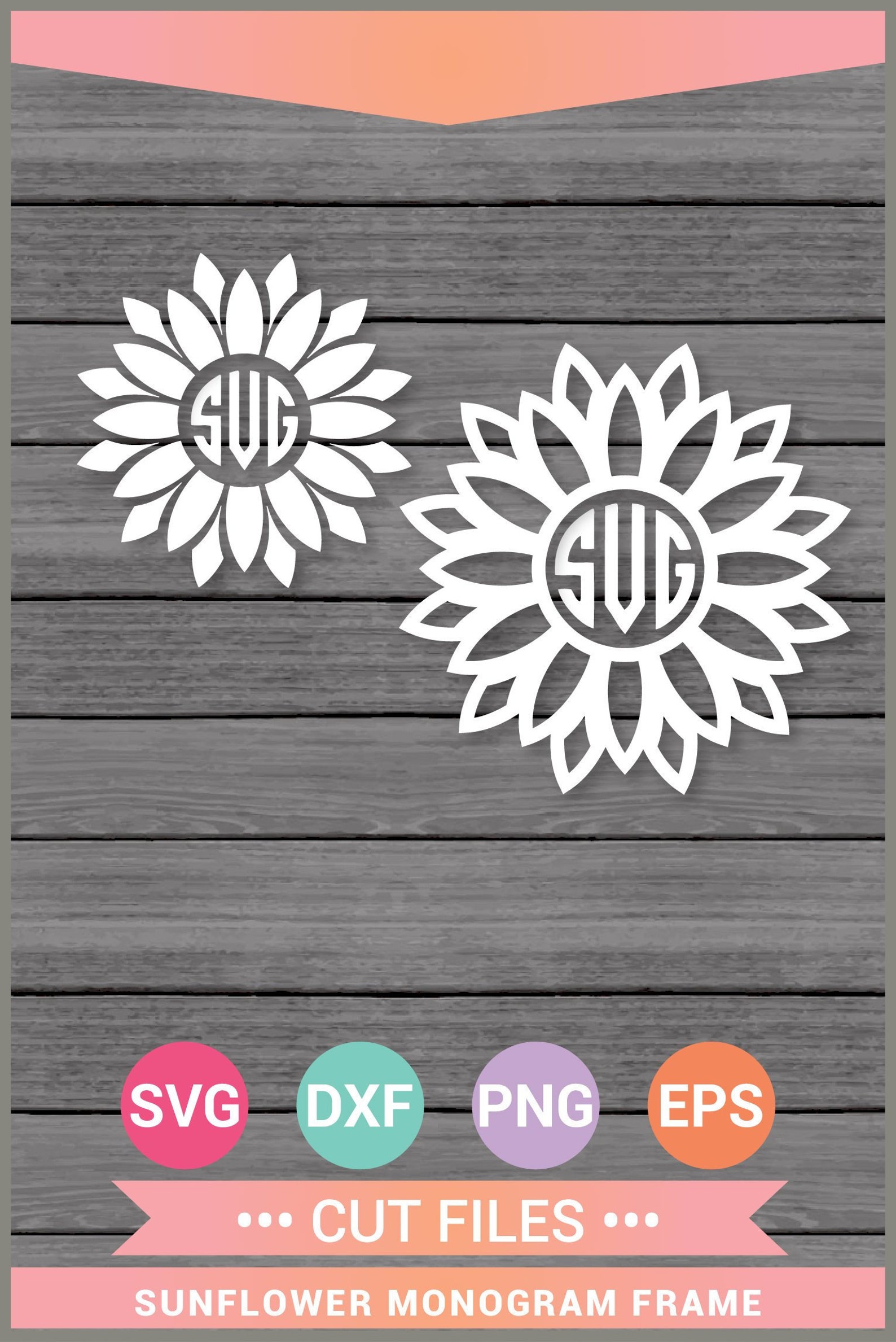 Sunflower SVG Flower Svg Monogram Frame Cricut Cut Files | Etsy