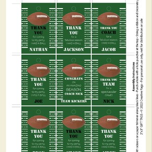 Football Favor Tags Printable Fillable PDF Instant Download 9 Tags on a ...