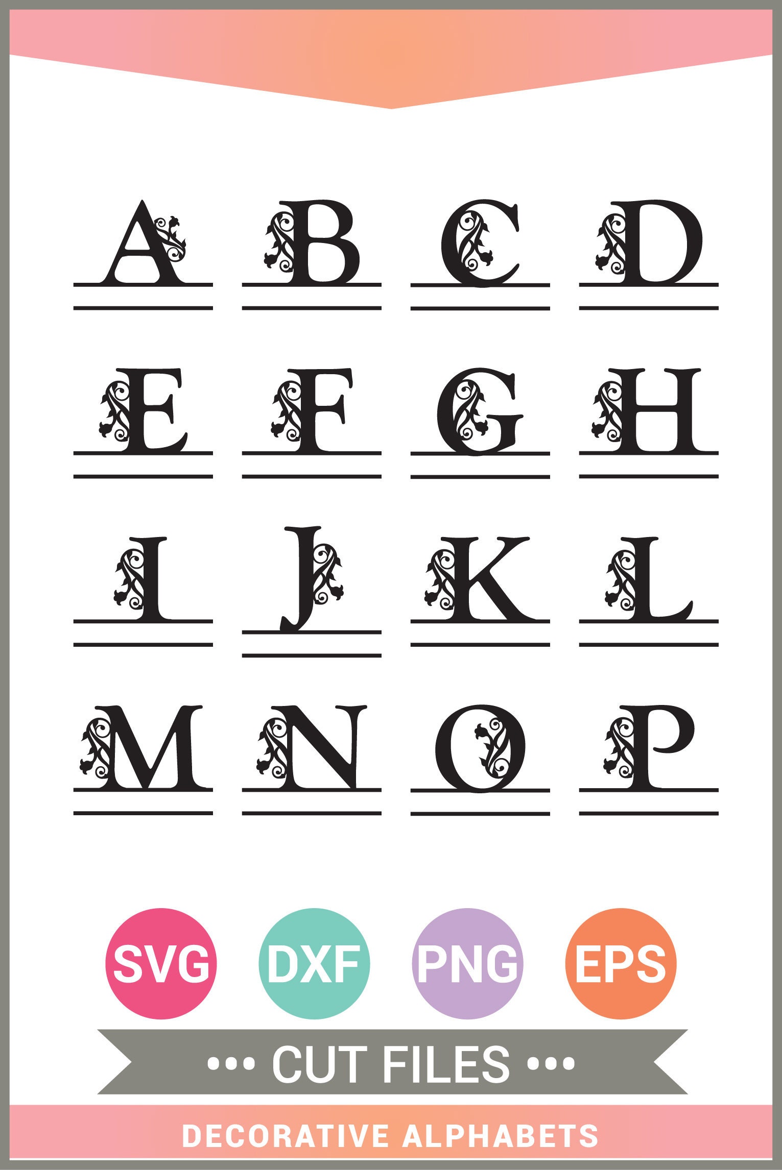 Alphabet Split Monogram Wedding Invitation SVG Cut Files | Etsy