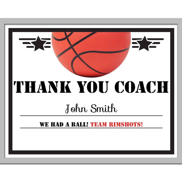 Basketball Coach Certificate - Etsy