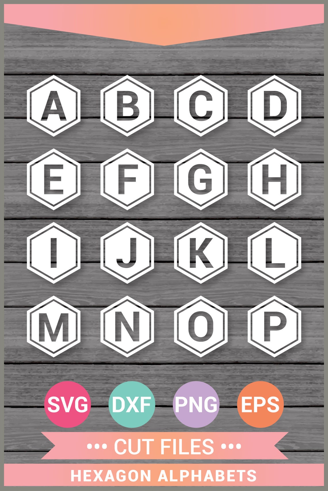 Alphabet Monogram Hexagon Letters Invitation SVG Cut Files - Etsy
